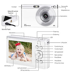 Digital Camera for Kids, Small Cameras for Teens, Portable Compact Camera for Photography, 1080P 50MP Autofocus Children Camera with 32GB SD Card, 2.88 Inch LCD Screen, 16x Digital Zoom (White)