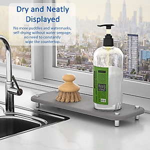 eipizx Sink Caddy Instant Dry Kitchen Sink Organizer Water Absorbing Fast Drying Stone Sink Tray For Soap Dispenser Quick drying Sink Caddy Sponge Holder For Kitchen Sink (2 Packs, Dark Grey)