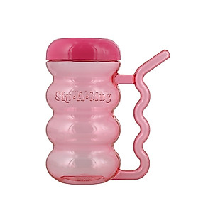 Arrow Sip-A-Mug Translucent Plastic Bottle with Built in Straw Handle, 14oz- Neon Pink, Neon Blue and Neon Green (3 Pack)