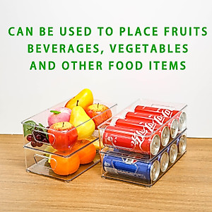 2 Pack Pantry Organization and Food Storage Bin,Stackable Clear Plastic Refrigerator Organizer Bins for Kitchen,Fridge, Cabinet Organization and Storage for Packets, Snacks, Fruit, Soda ,Spice Packets