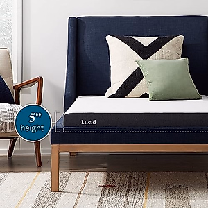 Lucid 5 Inch Gel Memory Foam Mattress - Firm Feel - Gel Infusion - Memory Foam Infused with Bamboo Charcoal - Breathable Cover - Full