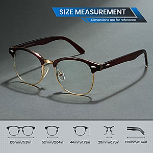 Cyxus Blue Light Glasses Men Retro Semi Rimless Clear Blue Light Glasses for Computer Eye Strain Gaming Glasses Anti Harmful Blue Light for Men Women