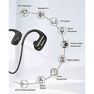Sports Wireless Headphones, IPX7 Waterproof 16GB MP3 Player with Bluetooth, Running Earphone 10Hrs Playtime, Wireless Bluetooth 5.0 Headset with Noise Cancelling Mic(Black)