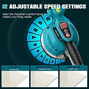 Seesii KP-160B Tile Vibration Tool, Cordless Tile Vibrator Leveling Machine with 2×2000mAh Batteries, 160mm Large Suction Strong Grip, 12-Speed Adjustable Tile Tools for Floor/for the Pro and DIY