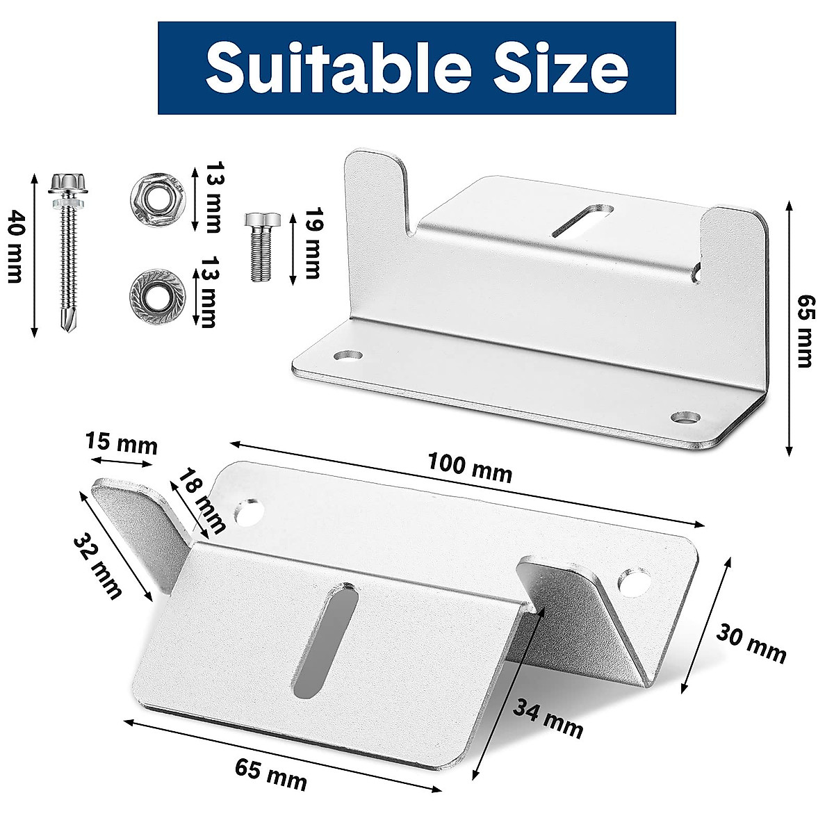 Konohan 10 Set Solar Panel Mounting Brackets Z Bracket Aluminum Solar Panel Mounting Brackets Kit with Nuts and Bolts for RV, Boat, Wall, Caravans, Yacht and Other Gird Installation