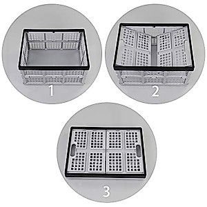 Xowine 30 L Plastic Collapsible Storage Crate, 3-Pack Stacking Folding Storage Crates, Gray, F