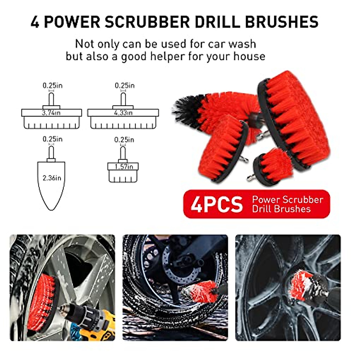 FRG 22 Pcs Detail Brush Kit for Car, Auto Drill Wash Brushes Kit, Car Interior Brush Cleaning Set for Carpet, Wheel, Tire, Rim, Leather