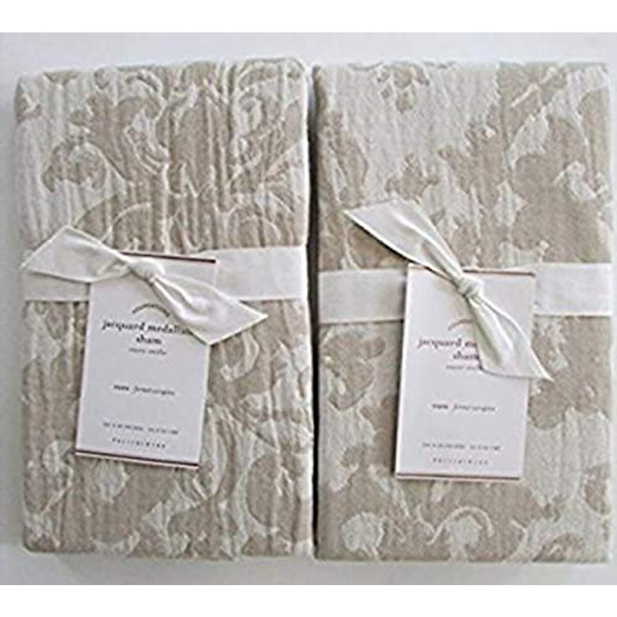 Pottery Barn Jacquard Medallion Duvet Cover King/California King & Two Euro Shams~*Ivory/Flax/Neutral*~
