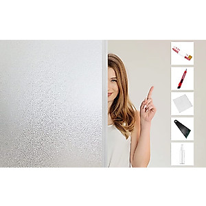 AWXD Frosted Glass Window Film,Window Privacy Film with Installation Tools, Sun Blocking Heat Control Anti Glare Window Tint,Static Cling Removable Window Sticker for Home Office (17.5" x 78.7")