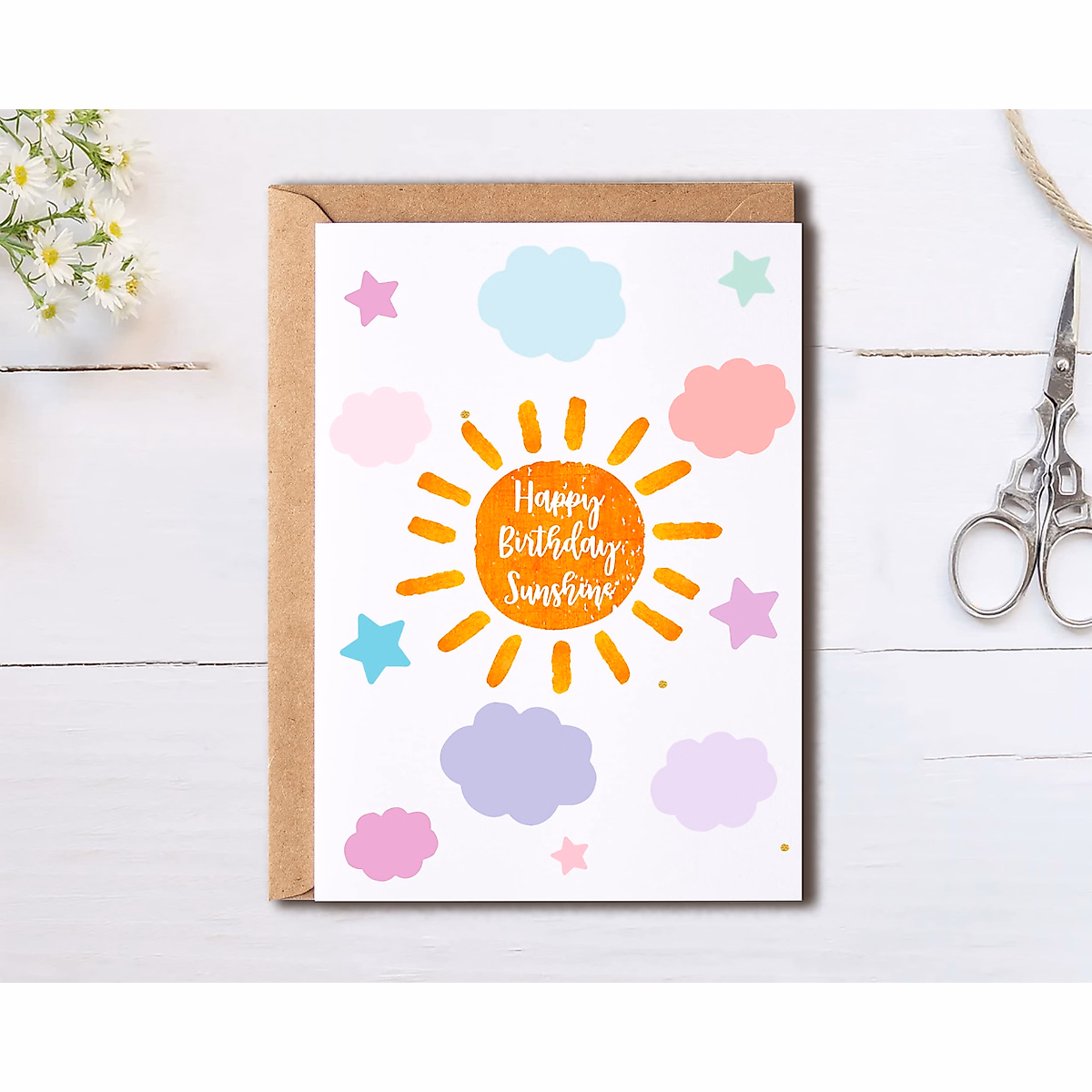 Happy Birthday Sunshine Letterpress Card - Sunny Greeting Card - Funny Card - Cute Sun Card - Funny Sun Card - Meaningful Gift Card