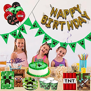 16 pc Pixel Party Bags, Miner Theme Favor Bags, Birthday Party Decorations, Birthday Party Supplies, Pixel Party Favors, Goodie Treat Candy Gift Bags, Party Supplies, Creeper