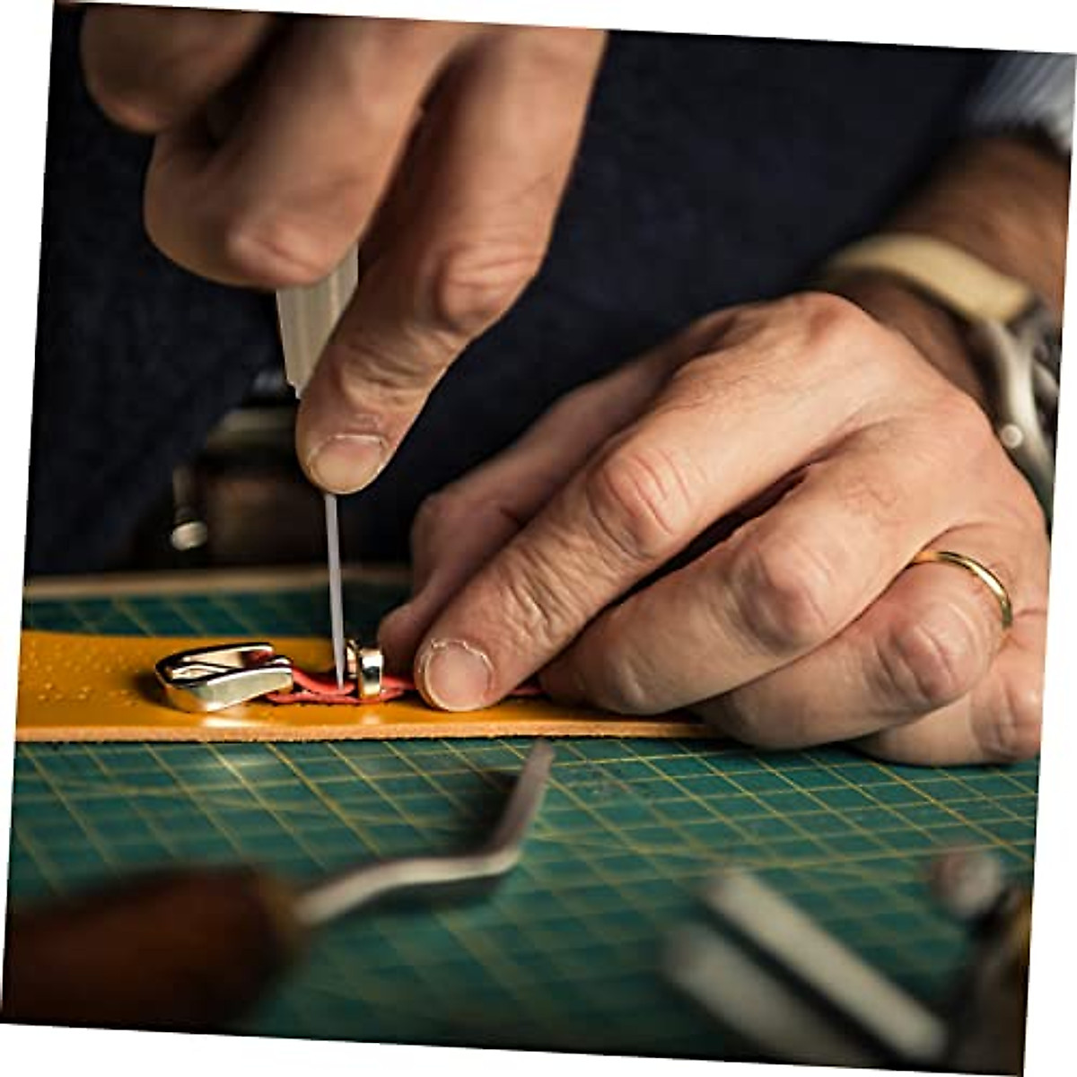 SEWACC 2 Sets Cobbler Tool Leather Tools Punch Down Tool Hand Sewing Kit Stitching Awls Canvas Tool Bag Hotfix Tool Crochet Prickers DIY Leather Craft Supplies Shoe Repair Tools Suture