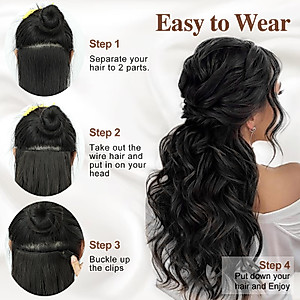 Flvaco Clip in Hair Extensions for Women - 20 Inch Long Wavy Brown Extensions, 6PCS Dark Brown Hairpieces that Blend Naturally with Your Real Hair (20 Inch, Dark Brown)