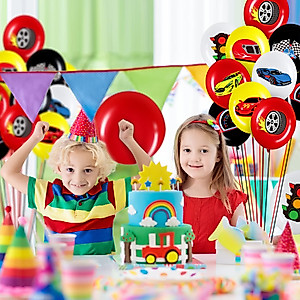 40 Pack Race Cars Balloons Birthday Party Supplies,12 Inch Checkered Flags Racing Party Latex Balloons for Race Fans Birthday Party One Two Fast Birthday Party Decorations Supplies