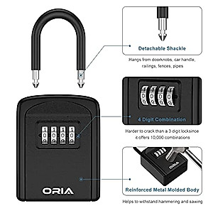 Key Lock Box for Outside,【2 Pack】Weatherproof 4 Digit Combination Key Storage Lock Box, 5 Keys Capacity Lockbox with Removable Shackle for Indoor Outdoor, Small Size 3.66in