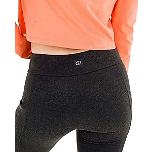 Spalding Womens Activewear Cotton Blend 25.5" Inseam with Pockets Leggings, Charcoal Heather Grey, Large US