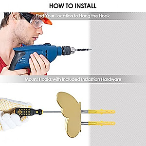 NiHome Matte Brass Butterfly Coat Hooks - Set of 2 Decorative Wall-Mounted Organizers with Multifunctional Design, Ideal for Home and Office Storage of Hats, Jackets and Purses