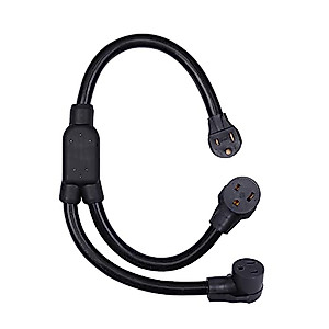YYCKE Welder 50A Splitter, Industrial Male Plug NEMA 6-50P to (2) 6-50R Female Connectors, NEMA 6-50 Splitter Cord Y Adapter 3 feet