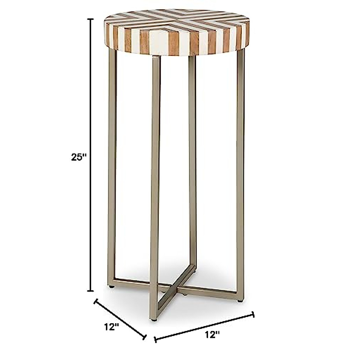 Signature Design by Ashley Cartley Accent Table, White & Light Brown