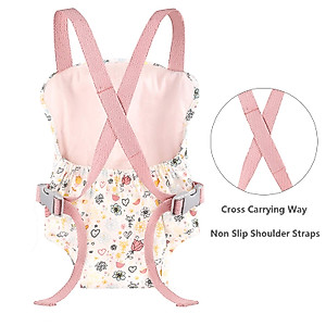 GAGAKU Doll Carrier Soft Cotton Front and Back Carrying with Adjustable Straps for Baby - Rose Garden