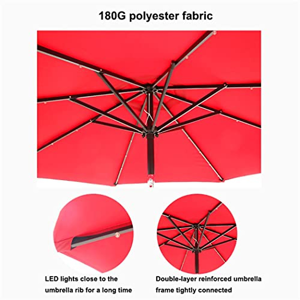 YXDFG 10 Ft Square Patio Umbrella with LED Lights,Solar Outdoor Patio Table Market Umbrella,with Tilt and Crank Solar Umbrella,for Garden, Deck, Backyard, Pool and Beach,Coffee