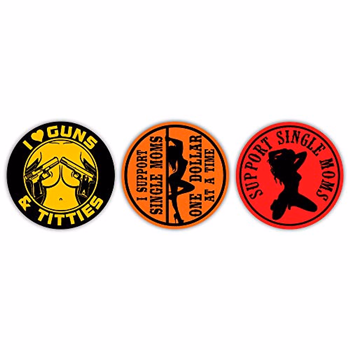 (x3) Hard Hat Stickers | I Love Guns and Titties | I Support Single Moms | Sexy Babe Motorcycle Welding Helmet Welder Decals | Funny Labels Badges Toolbox Laborer Construction Trucker