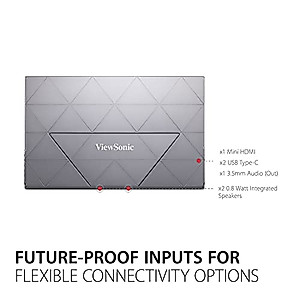 ViewSonic VX1755 17 Inch 1080p Portable IPS Gaming Monitor with 144Hz, AMD FreeSync Premium, 2 Way Powered 60W USB C, Mini HDMI, and Built in Stand with Cover for Home and Esports, 9.7"x15.6"x0.7"