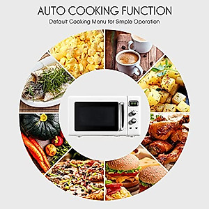 MEDIMALL 0.9Cu.ft Retro Countertop Microwave Oven, 900W Digital Microwave Ovens with 5 Micro Power Levels, LED Display, Easy Clean Interior and Child Lock, Vintage Countertop Microwave (White)