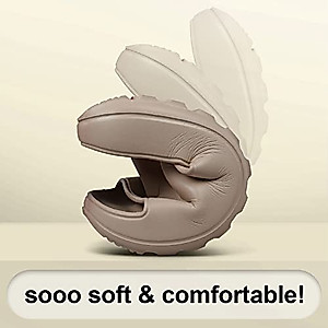 Leisurely Pace Cloud Slides for Women Men Squishy Pillow Sandals Lightweight Shower Shoes Summer Slippers with Comfort Khaki 7-8 Women/5.5-6.5 Men