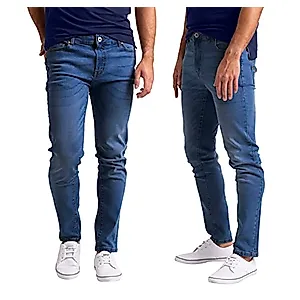 westAce Mens Flex Denim Jeans Slim Fit Stretch Casual Flat Front Classic 5-Pockets Straight Leg Essential Denim Jeans Pants 28W-40W (Dark Blue, 34 Waist x 34 Length) 34W x 34L