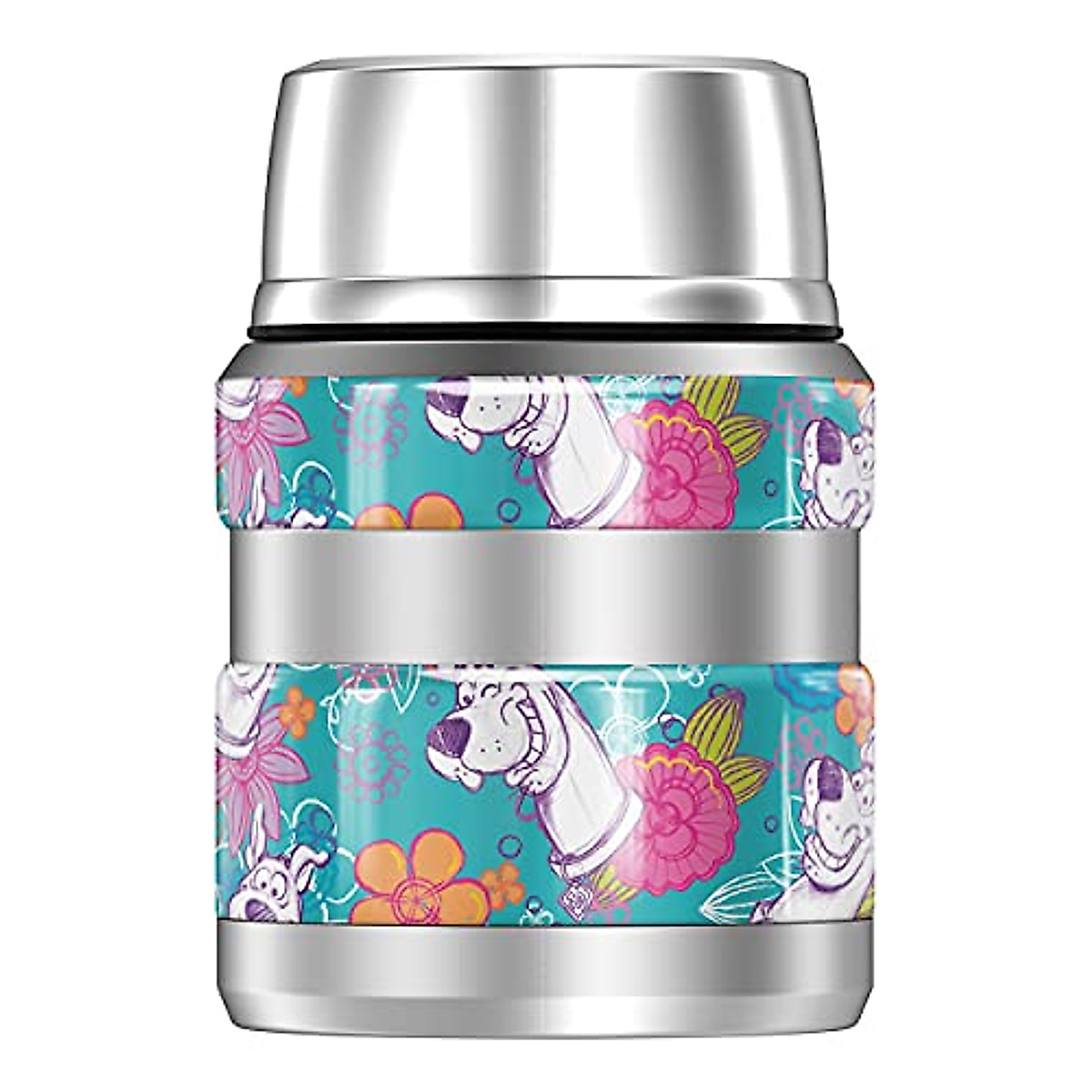 THERMOS Scooby-Doo Flower Pattern STAINLESS KING Stainless Steel Food Jar with Folding Spoon, Vacuum insulated & Double Wall, 16oz