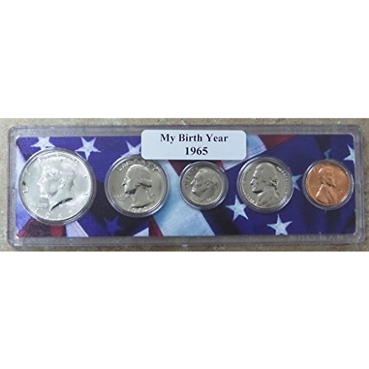 1965-5 Coin Birth Year Set in American Flag Holder Uncirculated