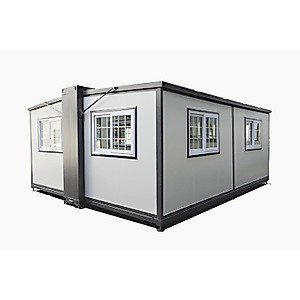 Portable Prefabricated Tiny Home. 20ft Double Wing Expansion Home Box. Mobile Expandable Plastic Prefab House for (Hotel, Booth, Office, Guard House, Shop, Villa, Warehouse, Workshop).