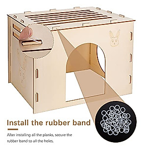 Woiworco Wooden Rabbit Hideout, Rabbit Houses and Hideouts, Wooden Rabbit Castle Bunny Hideout for Indoor Bunnies Chinchilla, Hamsters and Guinea Pigs Hut to Hide