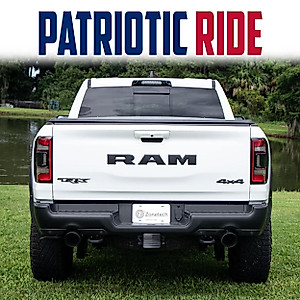 Zone Tech Tactical USA American Flag Hitch Cover - Premium Quality Stainless Steel Black Metal American Flag Emblem Trailer Plug Hitch Cover -US Patriotic Pledge of Allegiance - Fits 2” Receivers