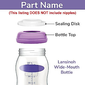 Maymom Bottle Top/Rewritable Sealing Disk Compatible with Lansinoh Momma Breastfeeding Bottles Not Original Lansino Bottles, Lansinon Pump Parts, Signature Pro/Smartpump/Manual Pump