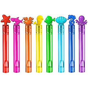 VKTEN 64Pcs Sea Animals Mini Bubble Wands Assortment 8 Colors 8 Styles Party Favors Toys for Kids,Themed Birthday, Wedding, Bath Time, Classroom Prizes Summer Outdoor Gifts for Girls Boys