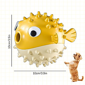 Treat Dispensing Dog Toys,Interactive Dog Chew Toy for Aggressive Chewers ,Dog Treat Dispenser Toy Enrichment Toys for Small Dogs,Squeaky Dog Toy to Keep Them Busy for Large Medium Dogs (Yellow)