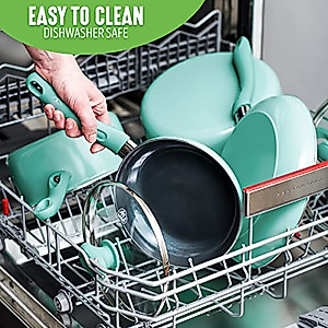 GreenLife Soft Grip Diamond Healthy Ceramic Nonstick, 5QT Saute Pan Jumbo Cooker with Helper Handle and Lid, PFAS-Free, Dishwasher Safe, Turquoise