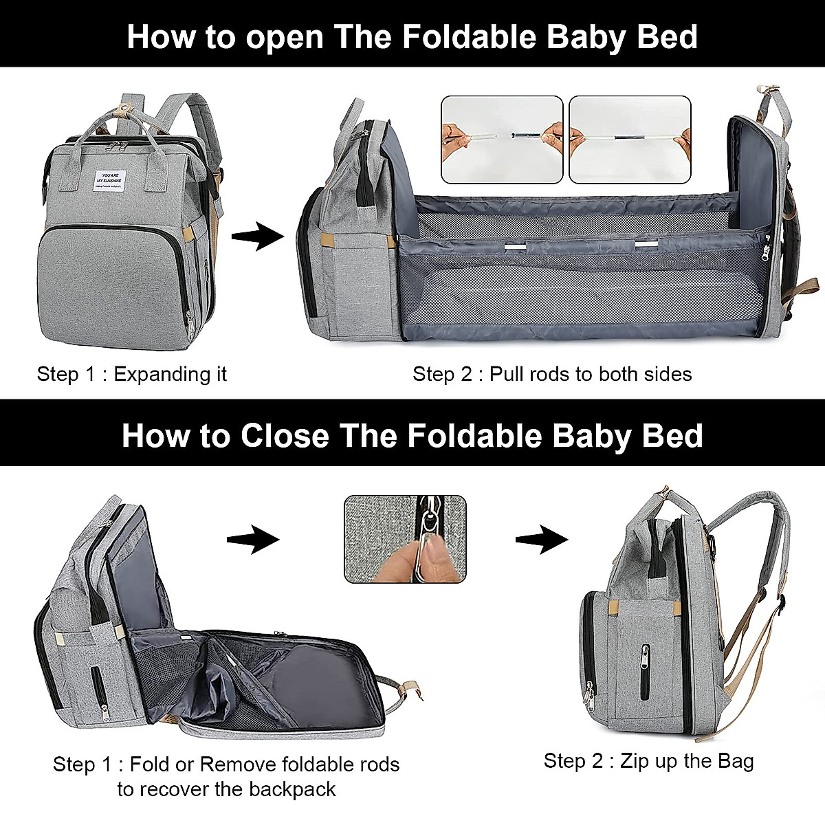 Lifecolor Diaper Bag Nappy Bags Waterproof Travel Backpack Mom Baby Care(Gray)