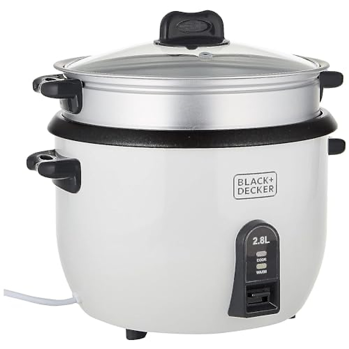 Black & Decker RC2850 1100W 2.8 L 11.8 Cup Rice Cooker (Non-USA Compliant), White, standard