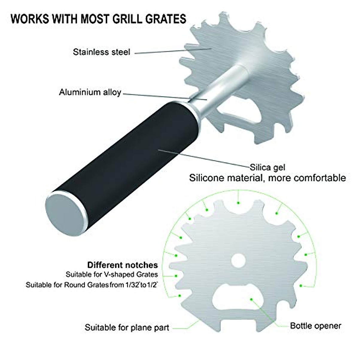 BBQ Grill Scraper -Stainless Steel Barbecue Grill Grate Cleaner-Unique ...
