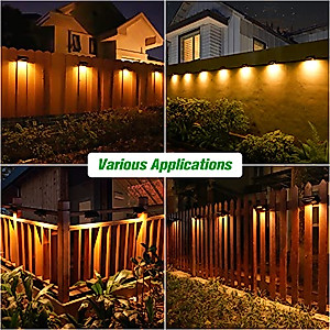 Bridika Solar Fence Lights, Fence Lights Fence Solar Lights Outdoor Waterproof Warm White & Color Glow LED Solar Lights for Backyard, Patio, Deck Railing, Stair Handrail and Wall (8 Packs, Plus Size)