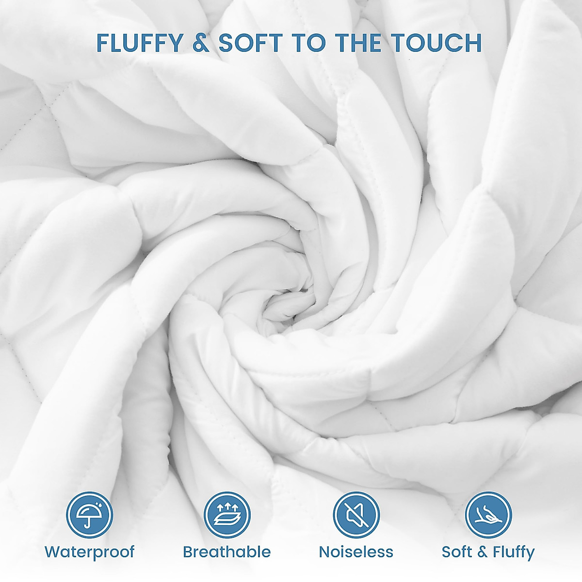 Cozymaker Queen Size Mattress Pad, 100% Waterproof Noiseless Mattress Protector Fitted 8"-21" Deep Pocket, Non Slip Breathable and Soft Quilted Fitted Mattress Topper