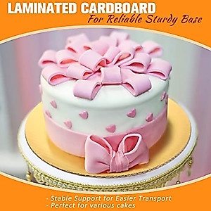 50 Pieces Cake Boards 10 Inch Round Gold Grease Proof Cake Cardboard Disposable Cake Rounds Circle Base Tray for Cake Pizza Tart Decorating Baking