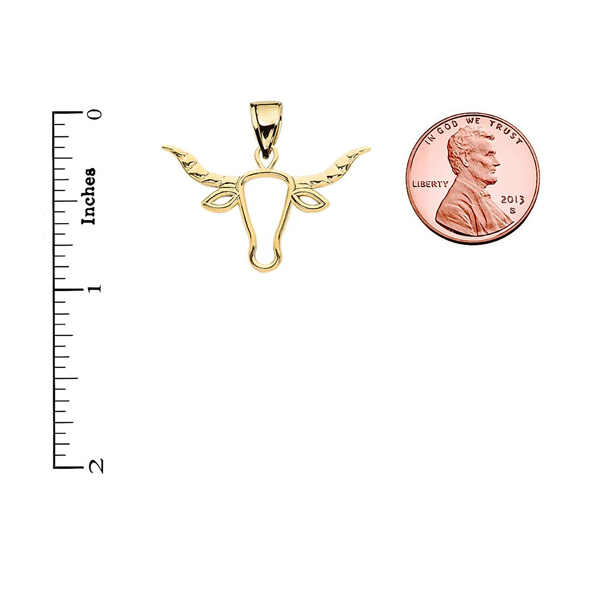 10k Yellow Gold Open Work Texas Longhorn Bull Pendant