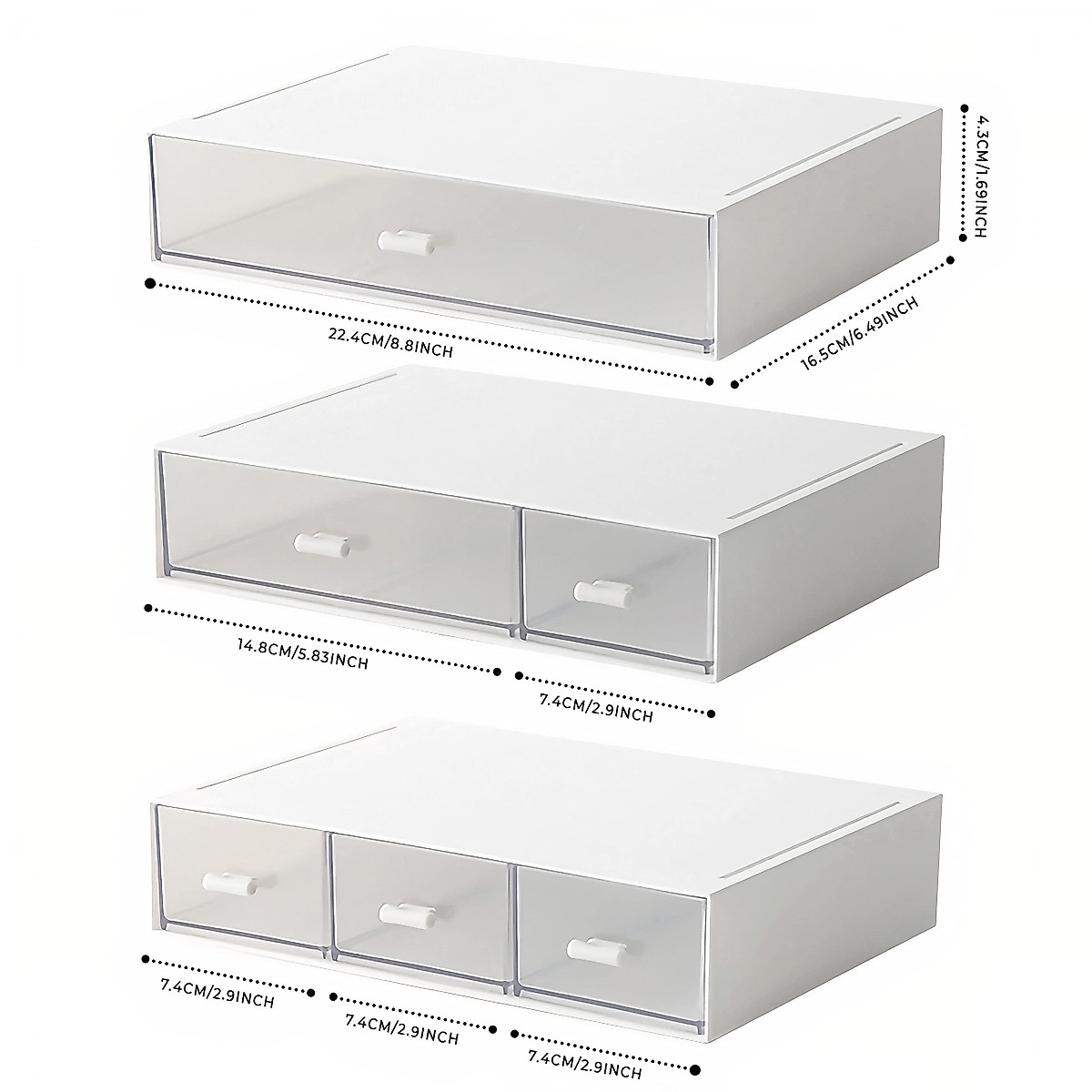 Stackeer Desk Organizer Bathroom Organization With 6 Drawers. Three tier Desk Organizer For Your Home or Office, Desk Supplies, Bathroom organization, School and Accessories (white).