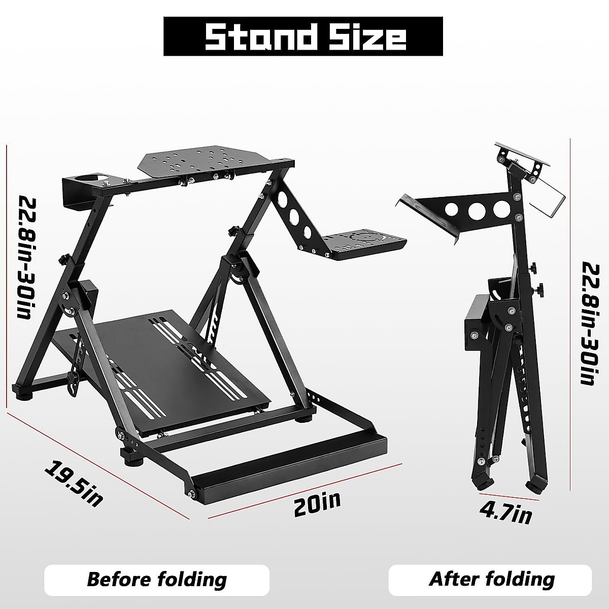 Dardoo X Frame Racing Wheel Stand Foldable Fit for Logitech G25, G27, G29, G920 Thrustmaster T300RS GT Adjustable Racing Simulator Steering,NOT Included Wheel Pedal Handbrake and Shifter