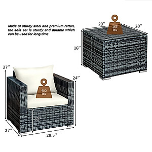 3PCS Patio Furniture Set Outdoor Conversation Set 2 Single Sofa 1 Coffee Table Thick and Soft Cushion Wide Armrest Strong Sturdy Steel Frame Perfect for Backyard Deck Balcony Terrace Poolside Use