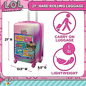 FUL L.O.L Surprise! 21 Inch Kids Rolling Luggage, Hardshell Carry On Suitcase with Wheels, Multi